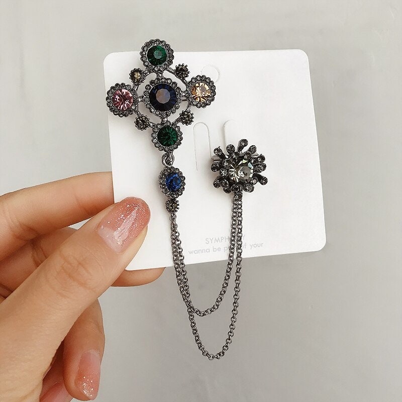 Luxury Creative Pearl Tassel Chain Brooch Spring Autumn Small Fragrance ...