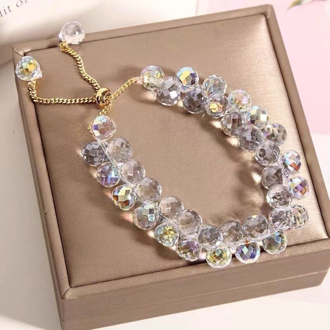 Crystal Bracelet Fashion Shiny Stone Beads Elasticity Rope Strand ...