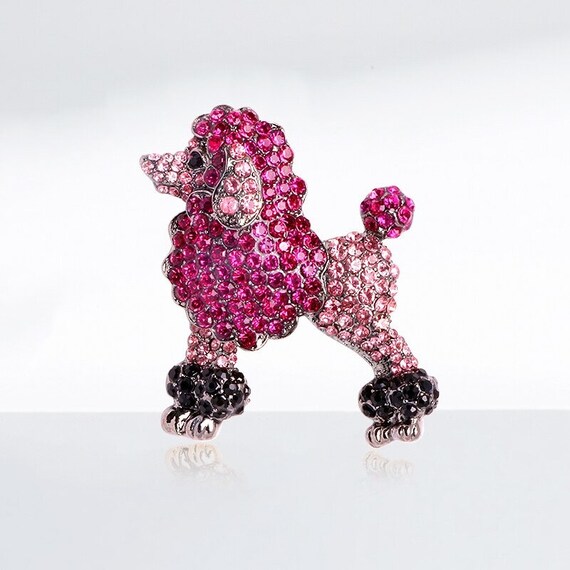 Sparkling Rhinestone Poodle Dog Brooches Women 2-color Animal | Etsy