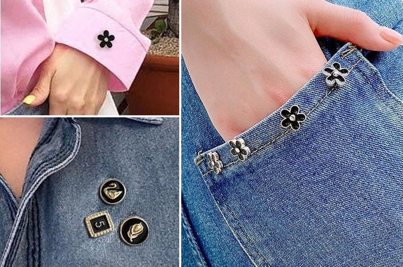 10pcs Free Sewing Pearl Rhinestone Button Brooch Prevent Accidental ...