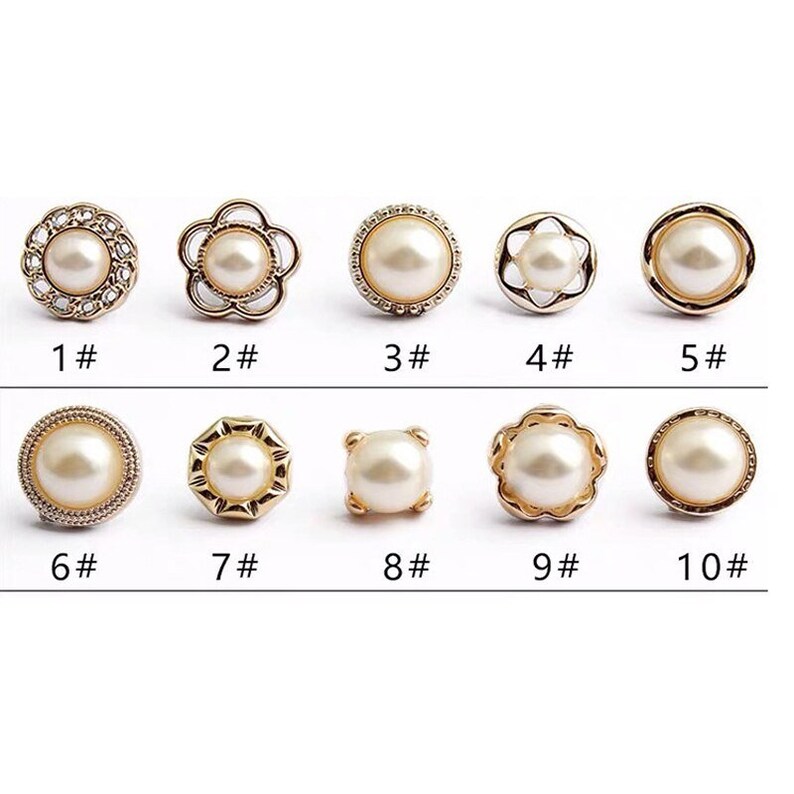 10pcs Free Sewing Pearl Rhinestone Button Brooch Prevent Accidental ...