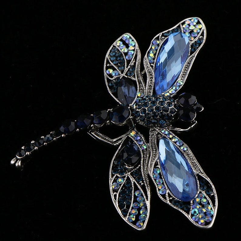 Blue Crystal Vintage Dragonfly Brooches for Women High Grade - Etsy