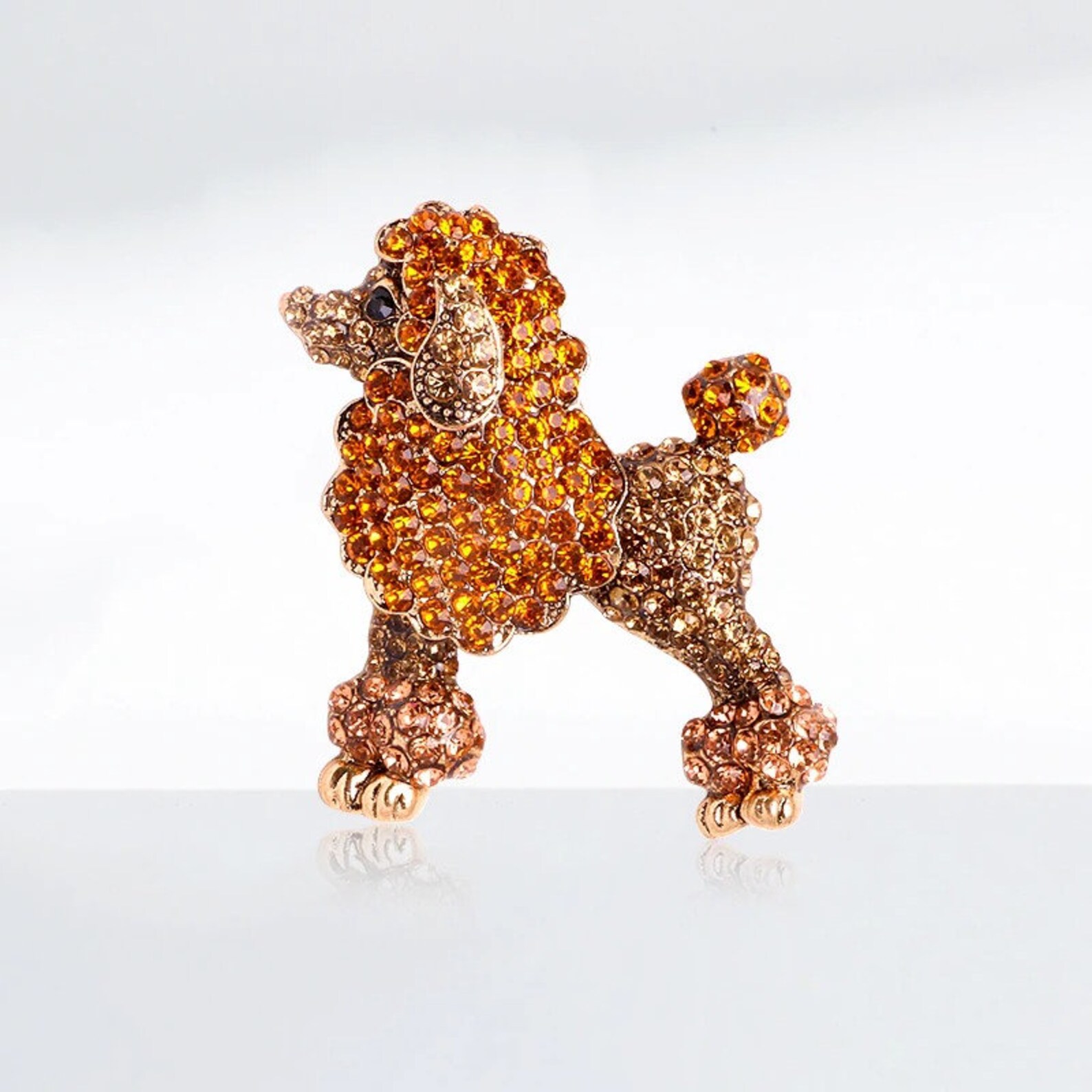 Sparkling Rhinestone Poodle Dog Brooches Women 2-color Animal Party ...