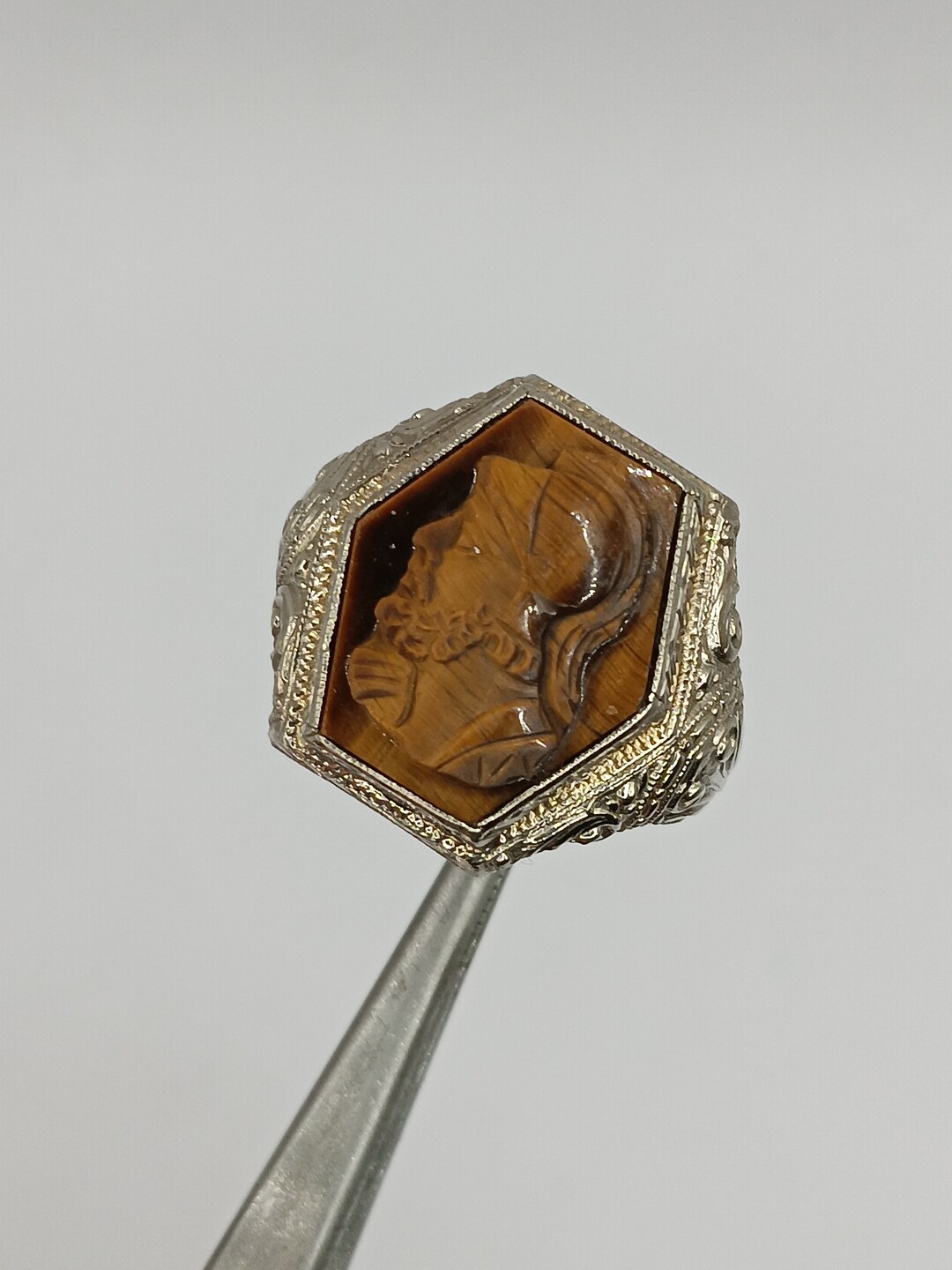 Vintage Tiger's Eye 14kt Intaglio Ring - Etsy