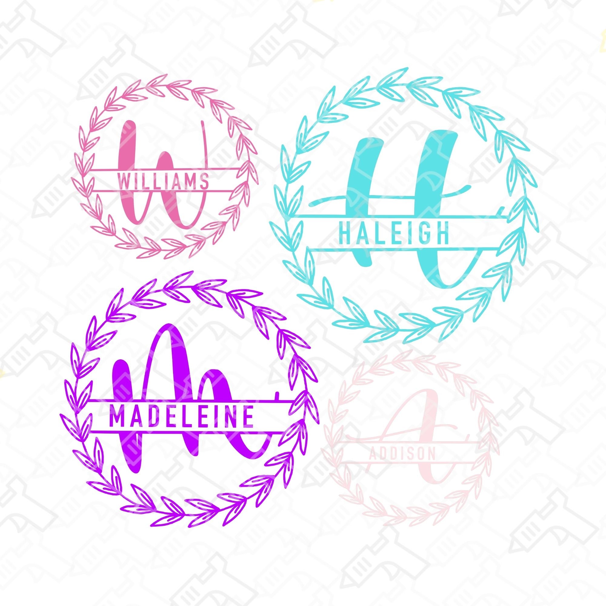 Split Monogram SVG PNG Cut Files Wreath Style Alphabet - Etsy