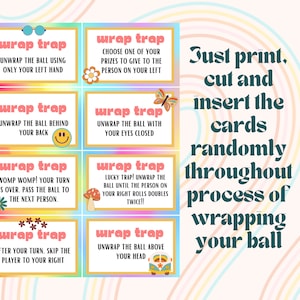 Saran Wrap "wrap Trap" Card Set | Groovy Birthday Edition | Set of 16 Cards to Print, Cut & Wrap ...