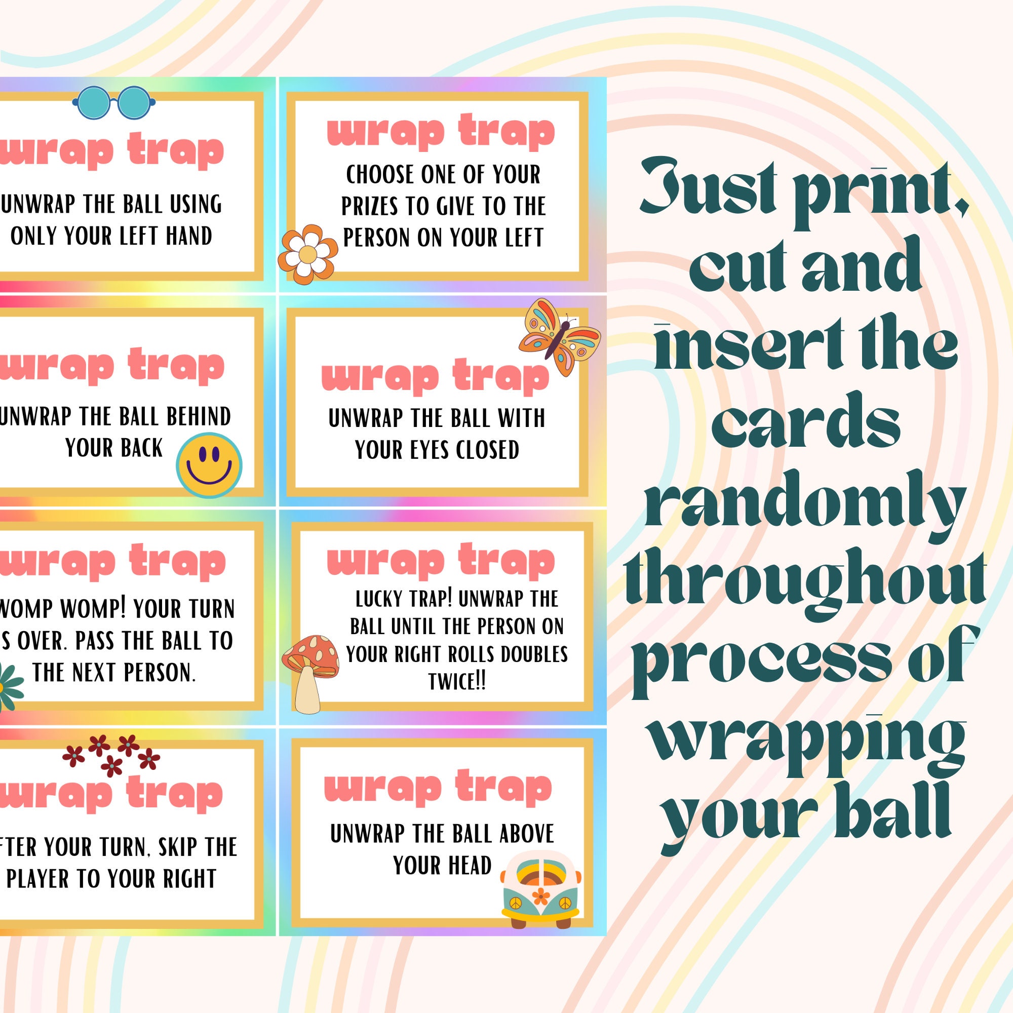 Saran Wrap "wrap Trap" Card Set | Groovy Birthday Edition | Set of 16 ...