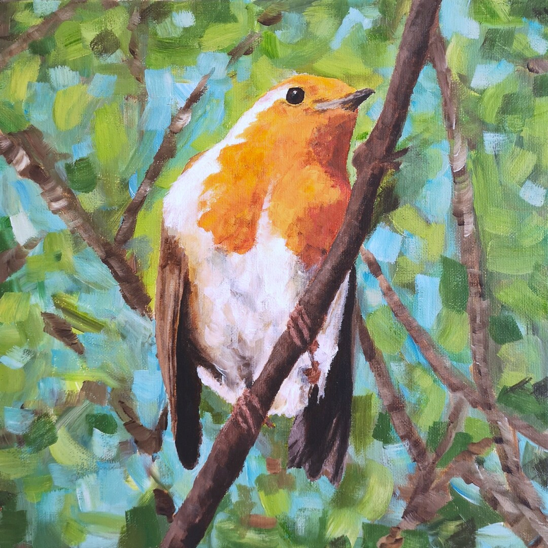 The Woodland Collection: the Robin Original 12x12 - Etsy