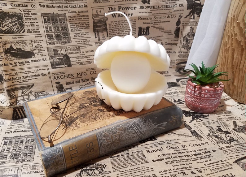 Large Oyster Pearl Candle, Seashell Candle, Clamshell, Mother of Pearl ...