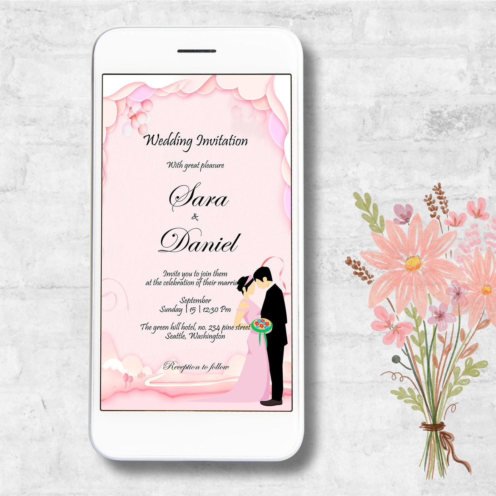 Digital Wedding Invitation Rustic Text Message Invite | Etsy