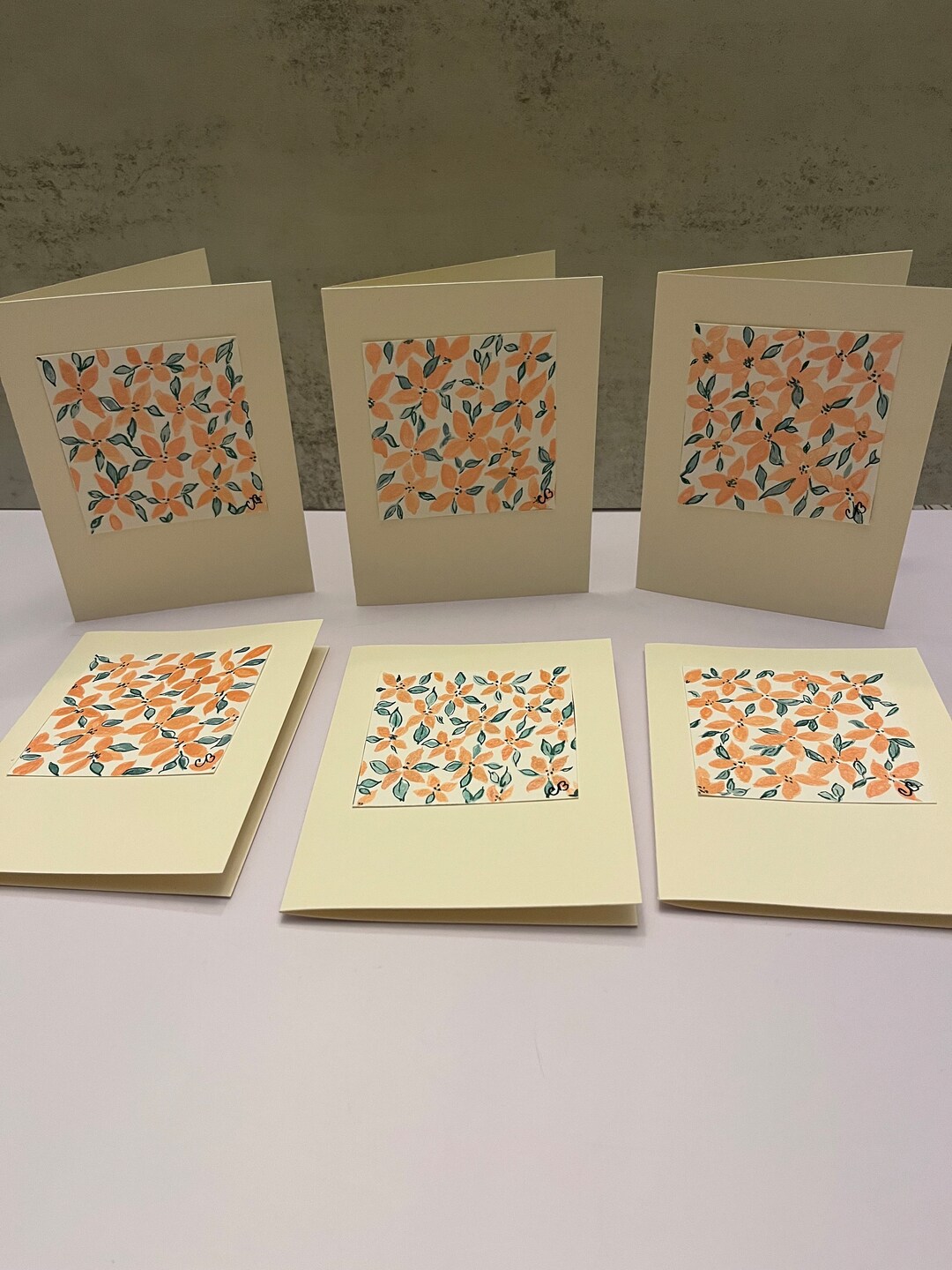 Notecard Sets, Peach Floral Blank Cards, Original Watercolor Painting ...