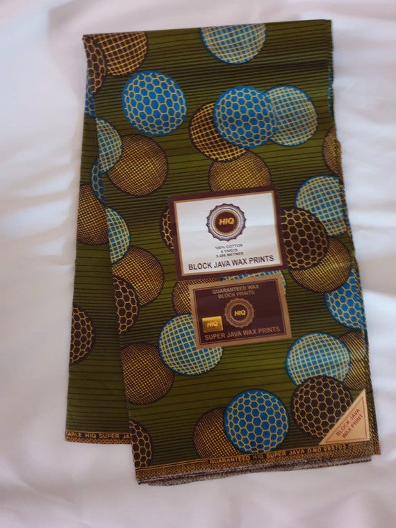 Brown African print Fabric with blue spots 100% Cotton | Etsy