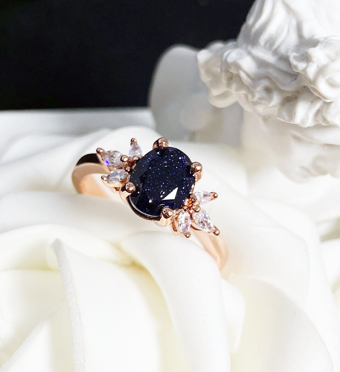 Womens Nebula Wedding Ring, Custom Blue Sandstone Engagement Rings ...