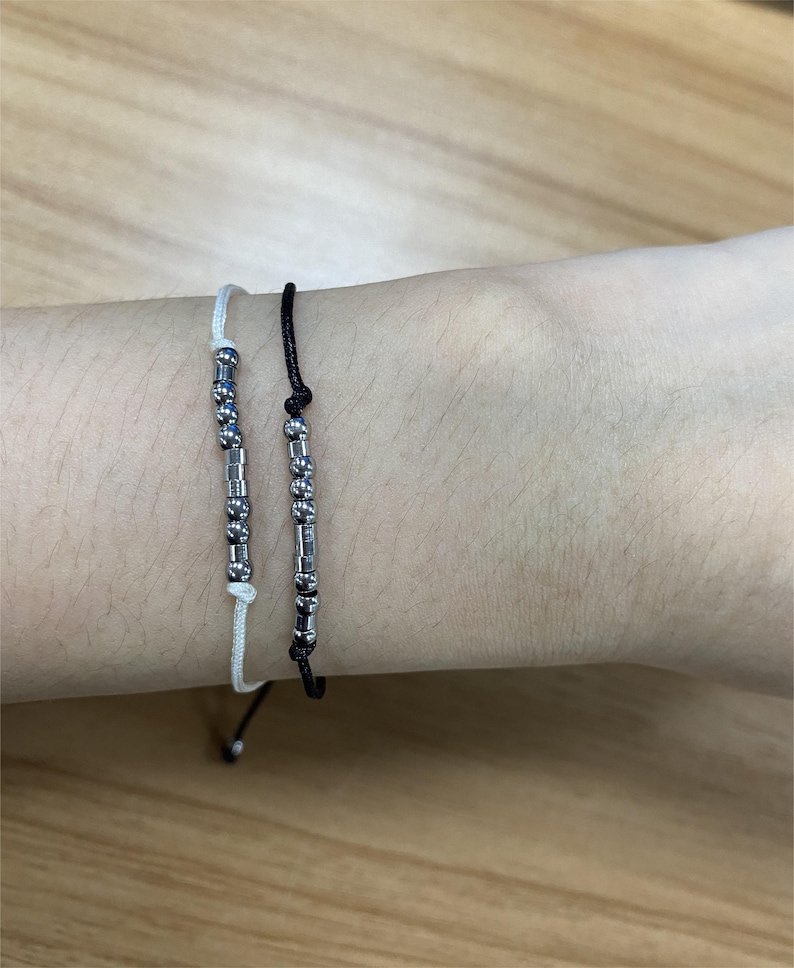 Custom Morse Code Bracelet Matching Couples Set, Personalized Morse ...