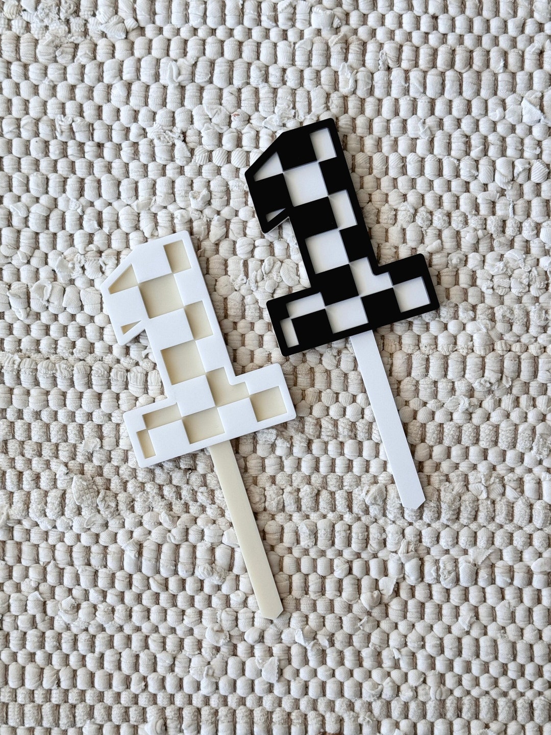 Checkered Number Cake Topper | Acrylic Cake Topper - Etsy