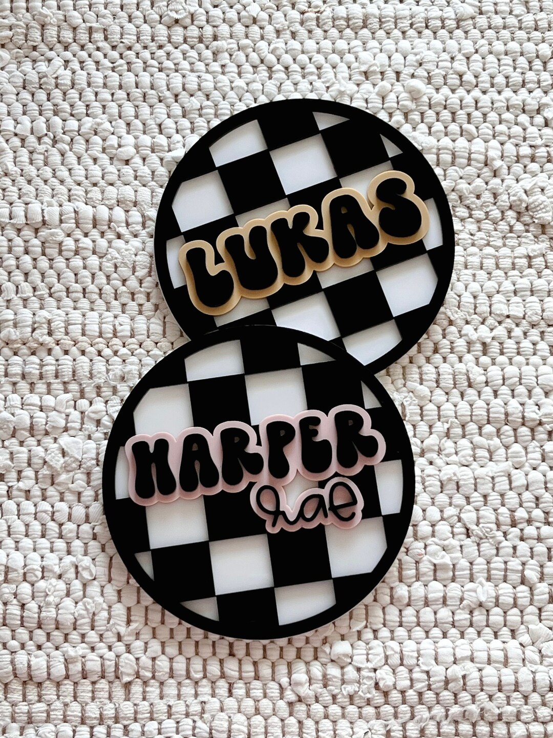 Black & White Checkered Name Sign - Etsy