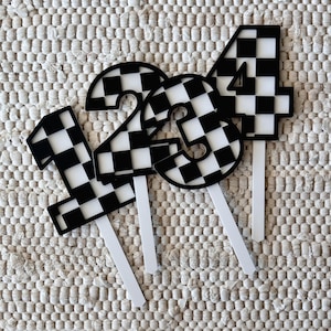 Checkered Number Cake Topper | Acrylic Cake Topper - Etsy