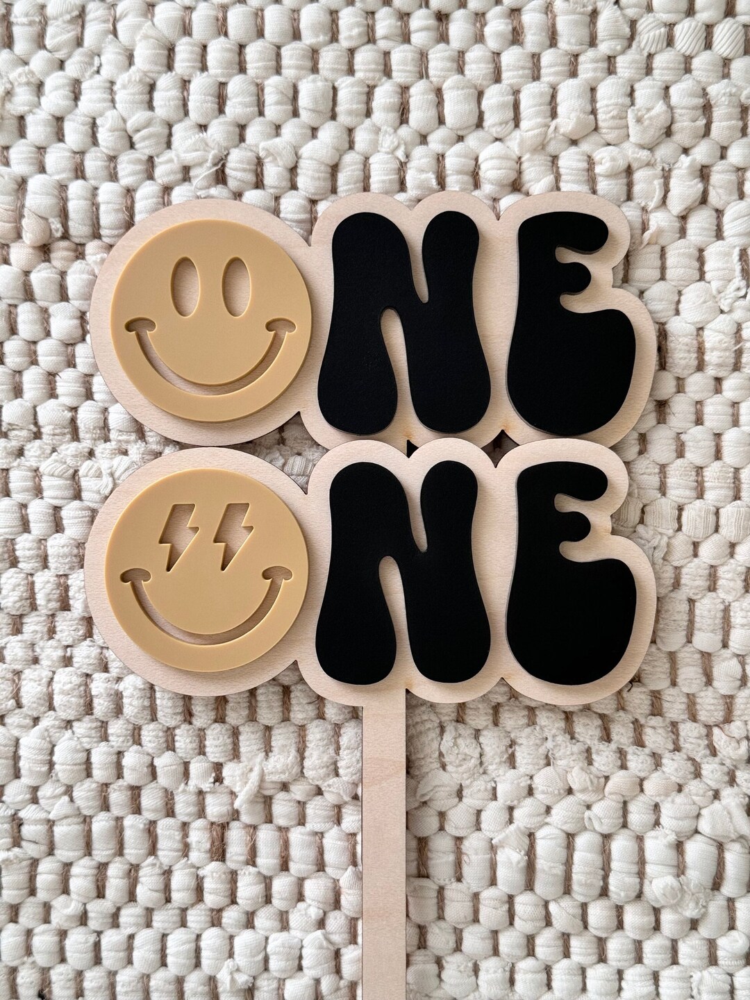 Smiley Face Cake Topper Wood Cake Topper First Birthday One Happy Dude ...