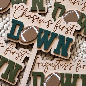 First Year Down Cake Topper, Personalized Birthday Decor, Football ...
