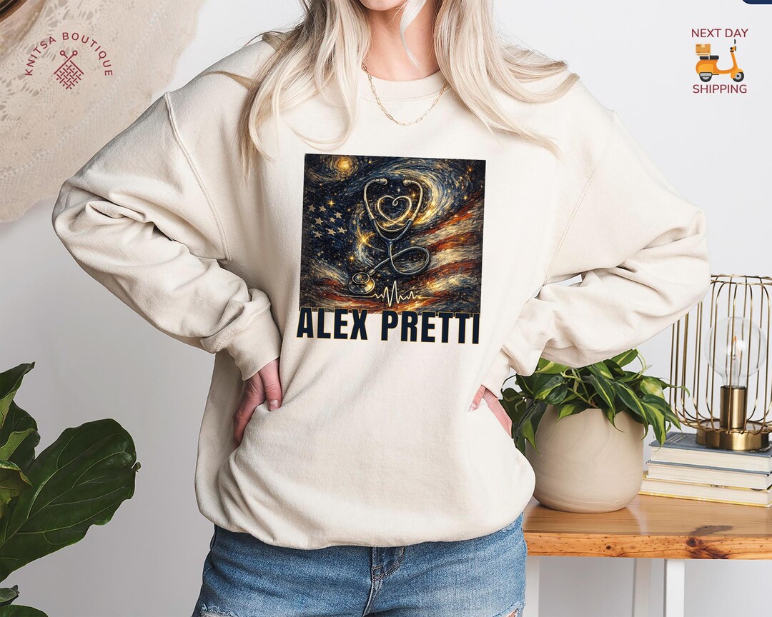 Justice for Alex Pretti Shirt, Icu Nurse American Flag Memorial ...