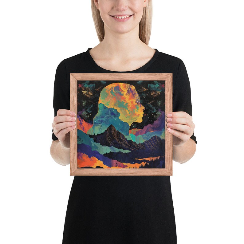 Psychedelic Mountain Landscape Art Print – Vivid Colorful Nature Wall ...