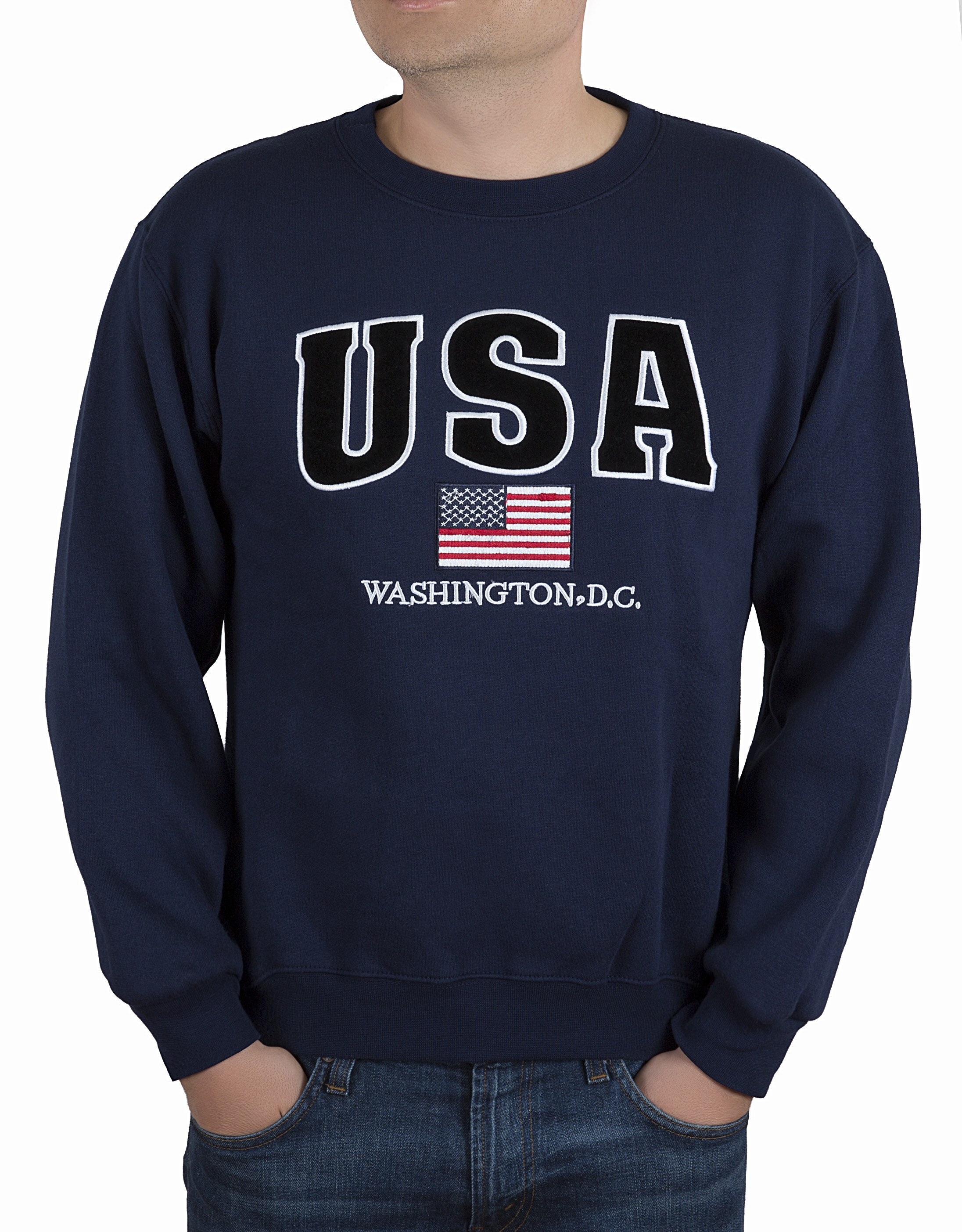 USA Washington DC Embroidered Crewneck Sweatshirt Navy - Etsy
