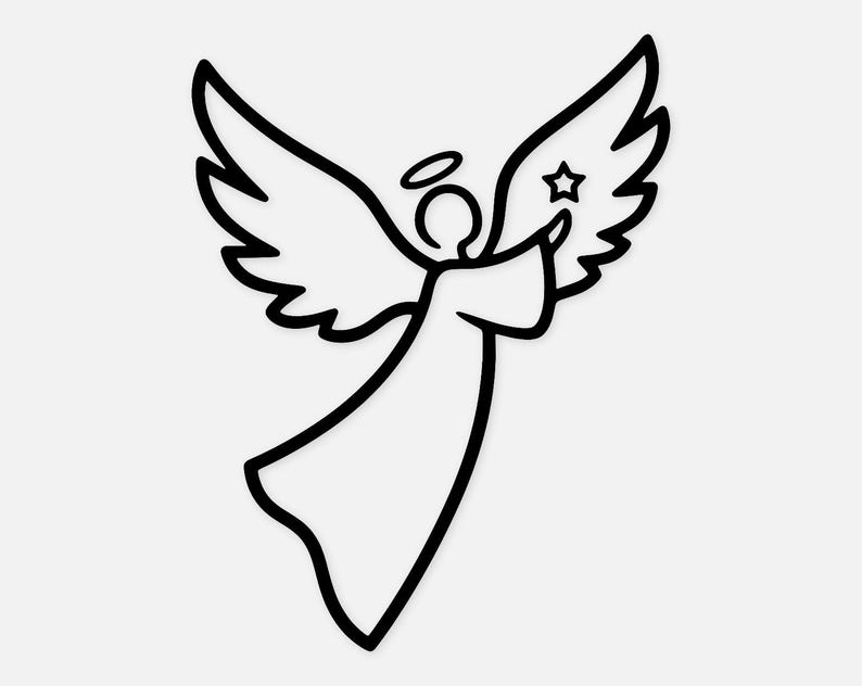 Angel Icon Svg Png: gedurfde lijntekeningen voor kerstdecor - Etsy ...