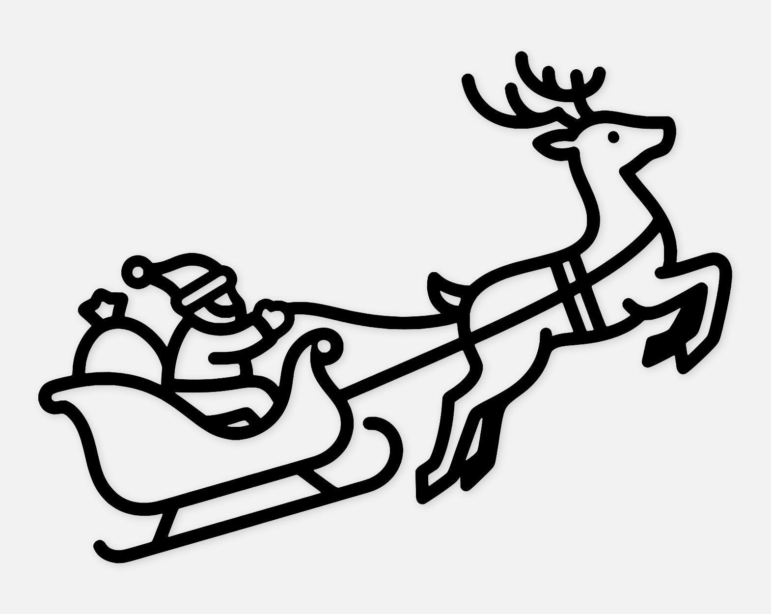 Santa's Sleigh and Reindeer Svg Png: Bold Lines for Holiday Crafts ...