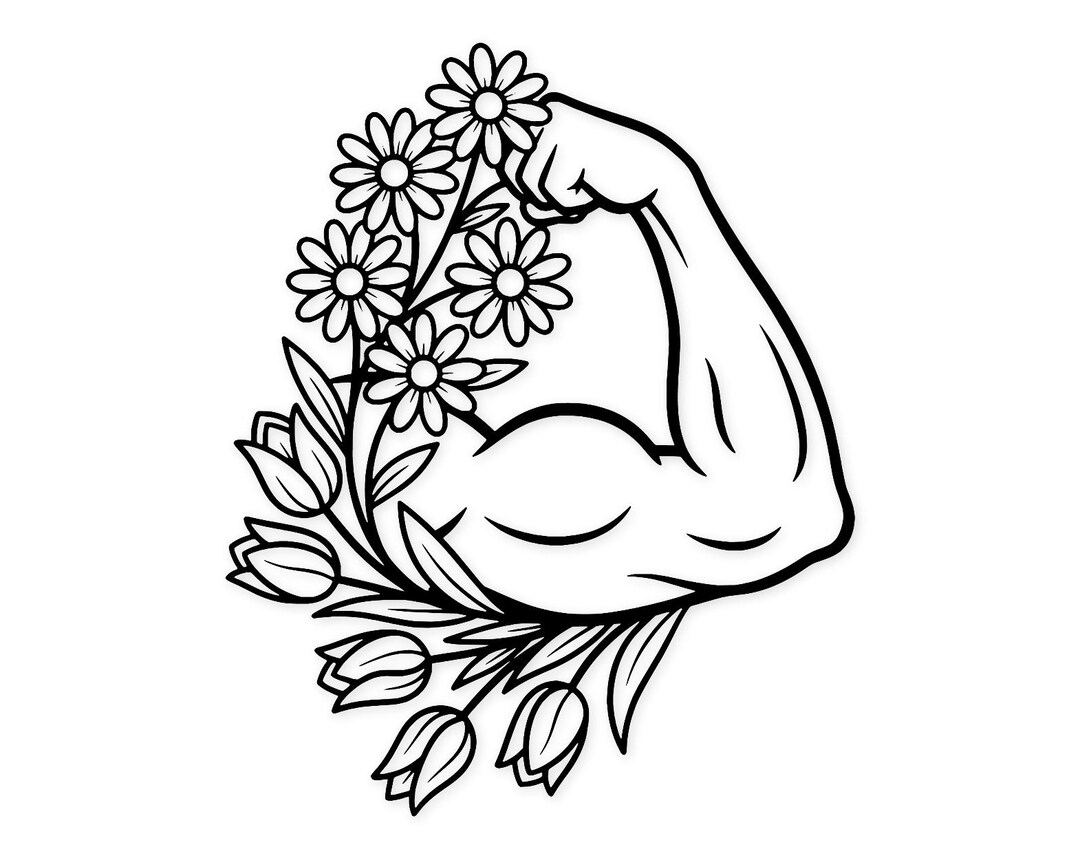 Graceful Muscle Flower Svg Png: Bold Floral Design for Fitness ...