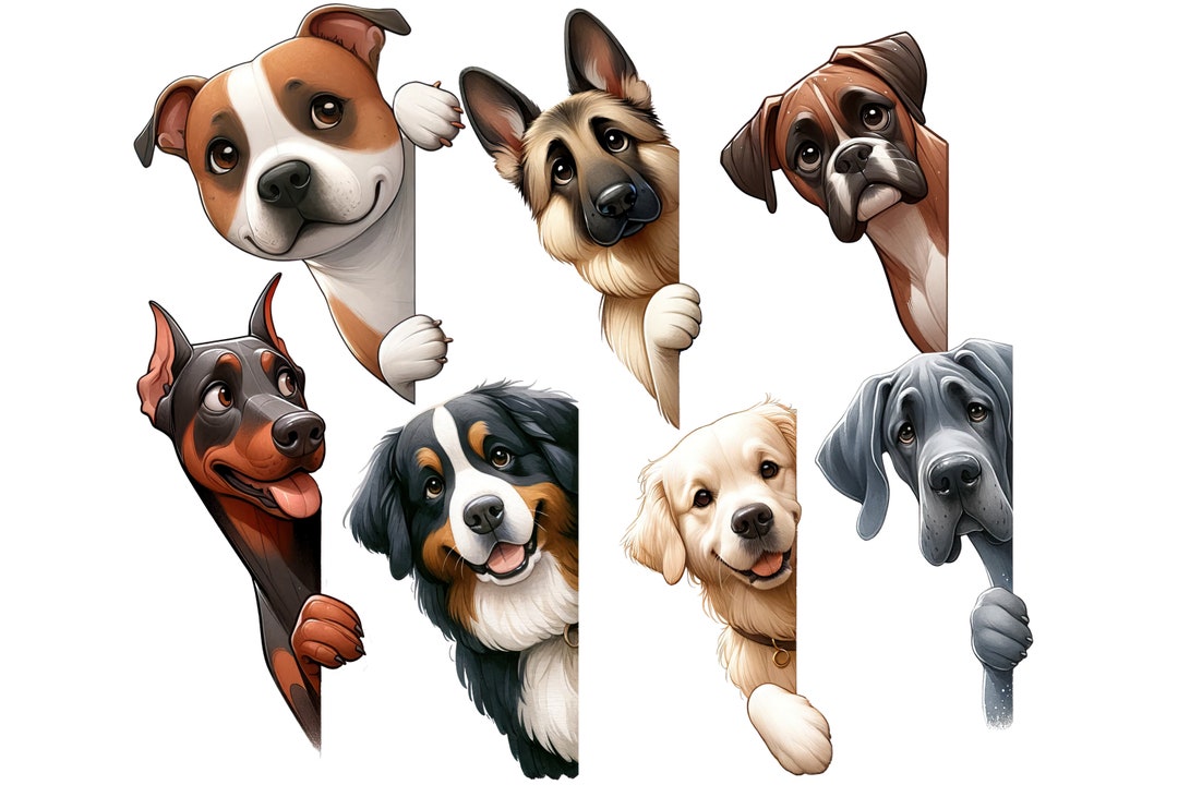 Dog Breeds Peeking Around Corner PNG Sublimation Bundle - Etsy