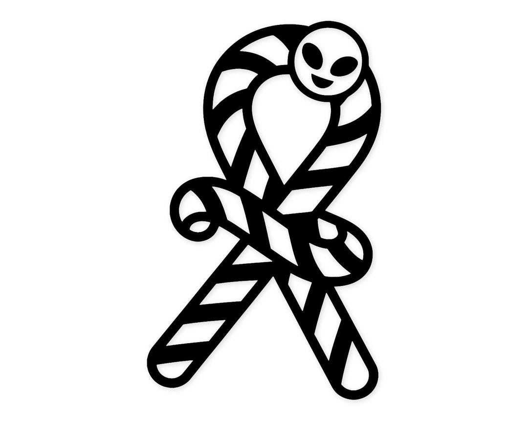 Alien Candy Cane Svg Png: Bold Clean Outline for T-shirts - Etsy
