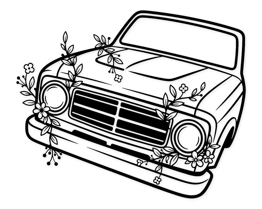 Floral Truck Headlights Svg Png: Cut Ready Digital Design for Cricut ...