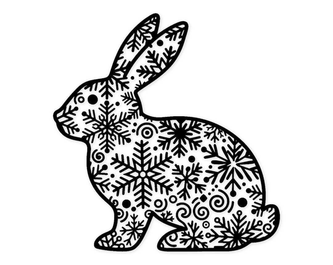 Snowflake Bunny Svg Png: Bold Design for Winter Decor - Etsy