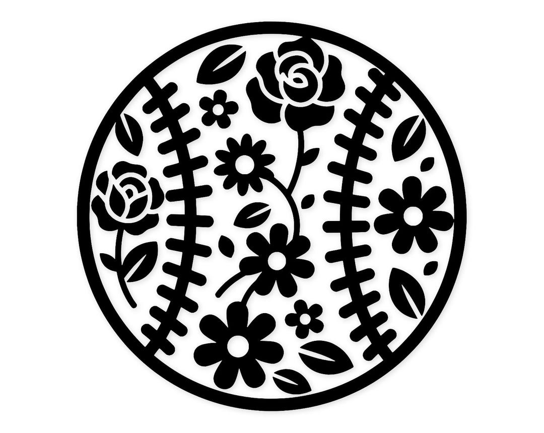 Floral Softball Icon Svg Png: Minimalist Design for Sports Events - Etsy