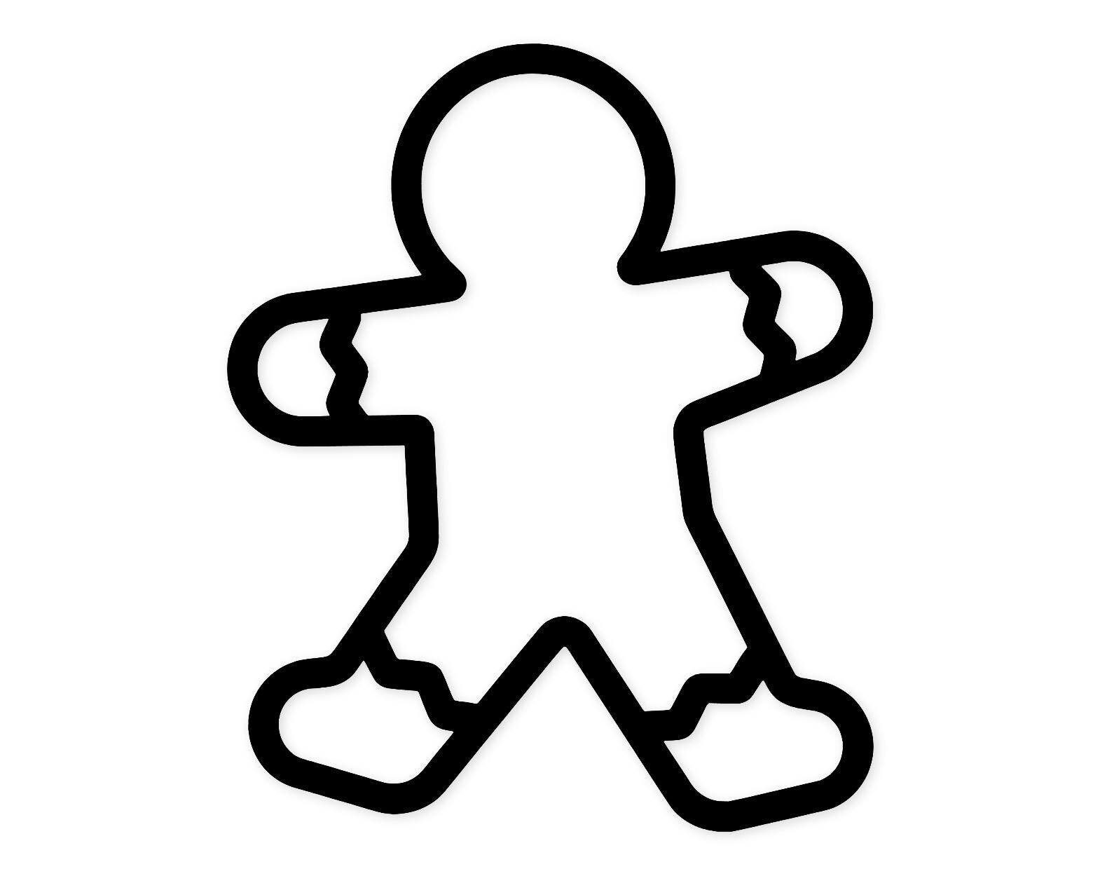 Christmas Gingerbread Man Outline Svg Png: Cut Ready Digital Design for ...