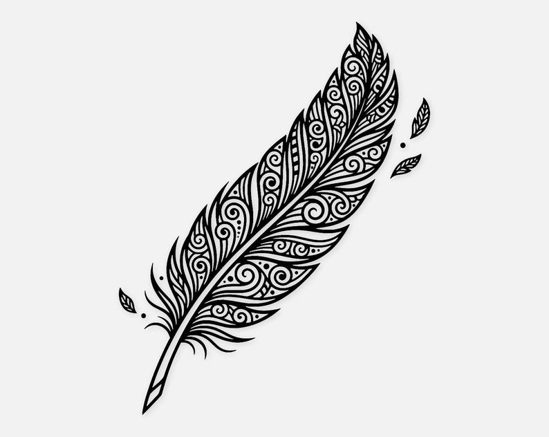 Feather Svg Png: Bold Clean Outline for Craft Projects - Etsy
