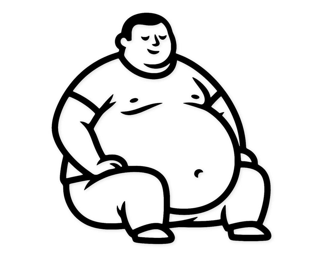 Sitting Fat Man Svg Png: Cut Ready Digital Design for Cricut Silhouette ...