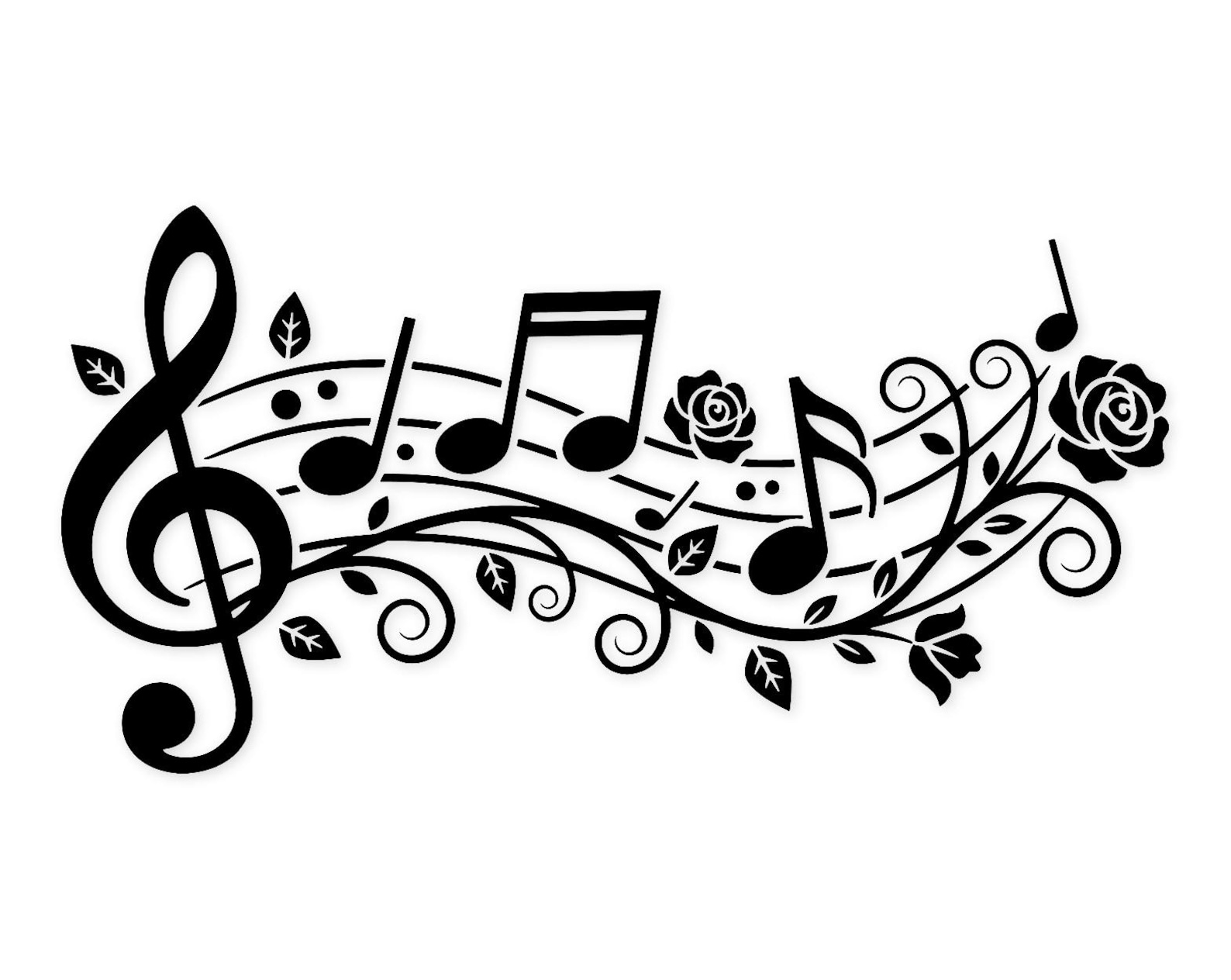 Floral Music Notes Svg Png: Elegant Cut File for T-shirts - Etsy