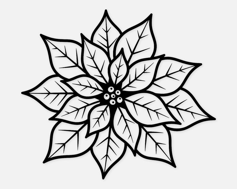 Poinsettia Outline Svg Png: Bold Clean Design for Crafting - Etsy