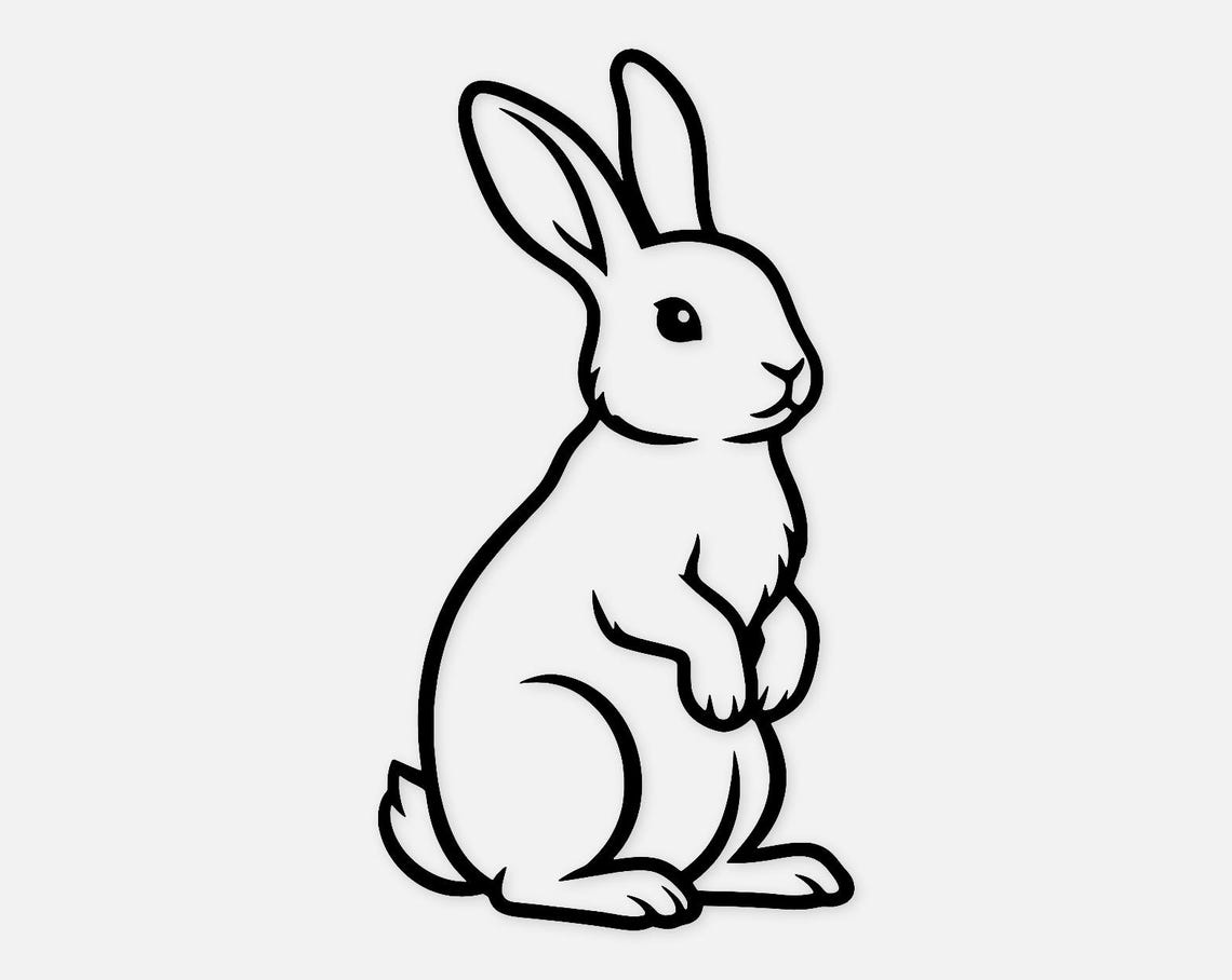 Playful Rabbit Pose Svg Png: Bold Black and White Cut File for Crafts ...