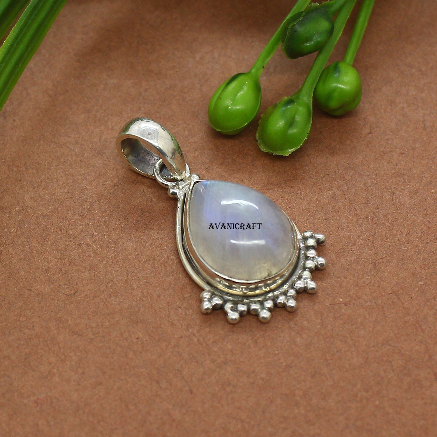 Moonstone Pear Shape Gemstone Silver Pendant 925 Sterling Silver ...