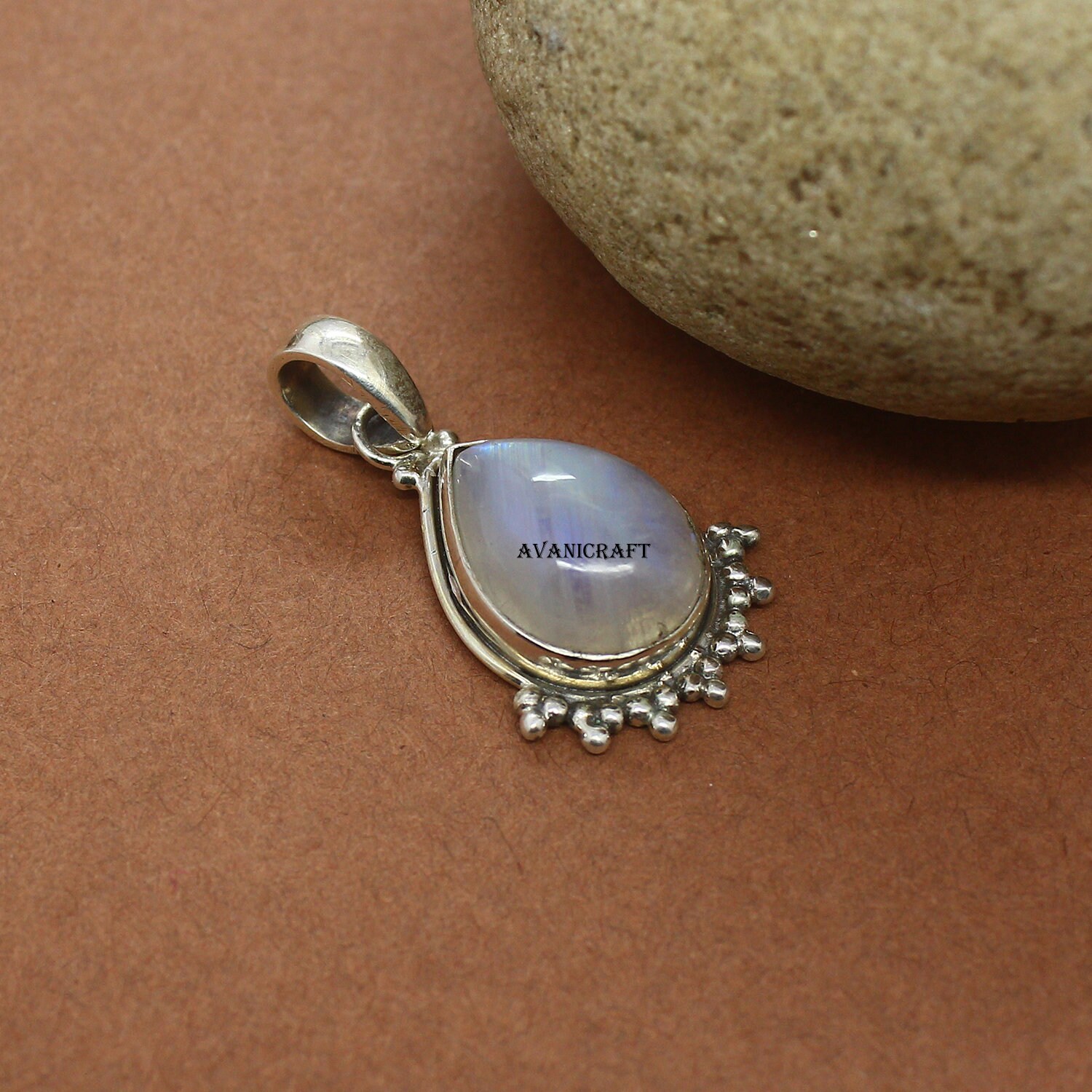 Moonstone Pear Shape Gemstone Silver Pendant 925 Sterling - Etsy UK