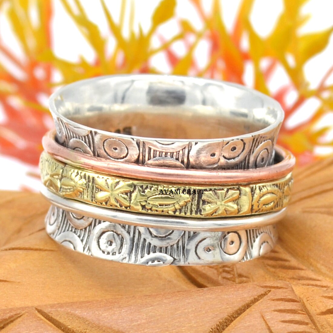 925 Sterling Silver Jewelry Designer Handmade Three Tone - Etsy