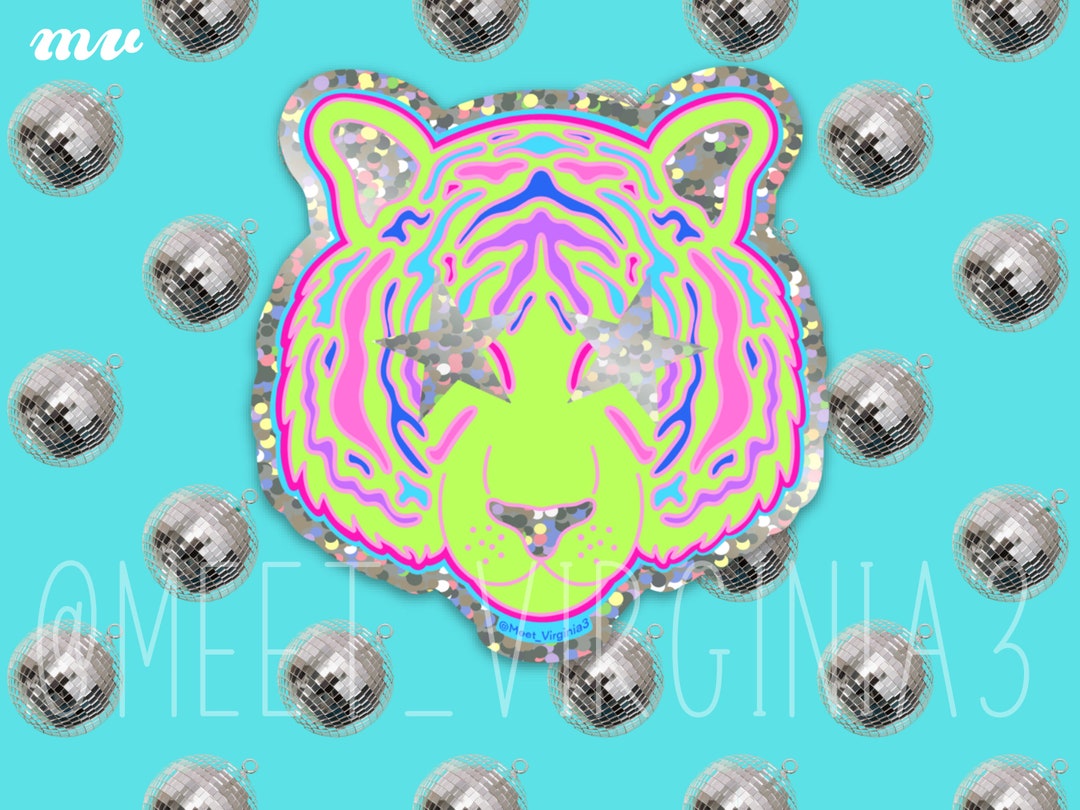 Tiger Sticker Preppy Sticker Tiger Glitter Sticker Girly Sticker ...