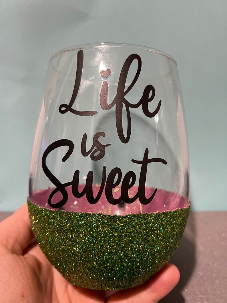 Peek a Boo Wine Glass Summer Wine Glass Glitter Wine Glass - Etsy