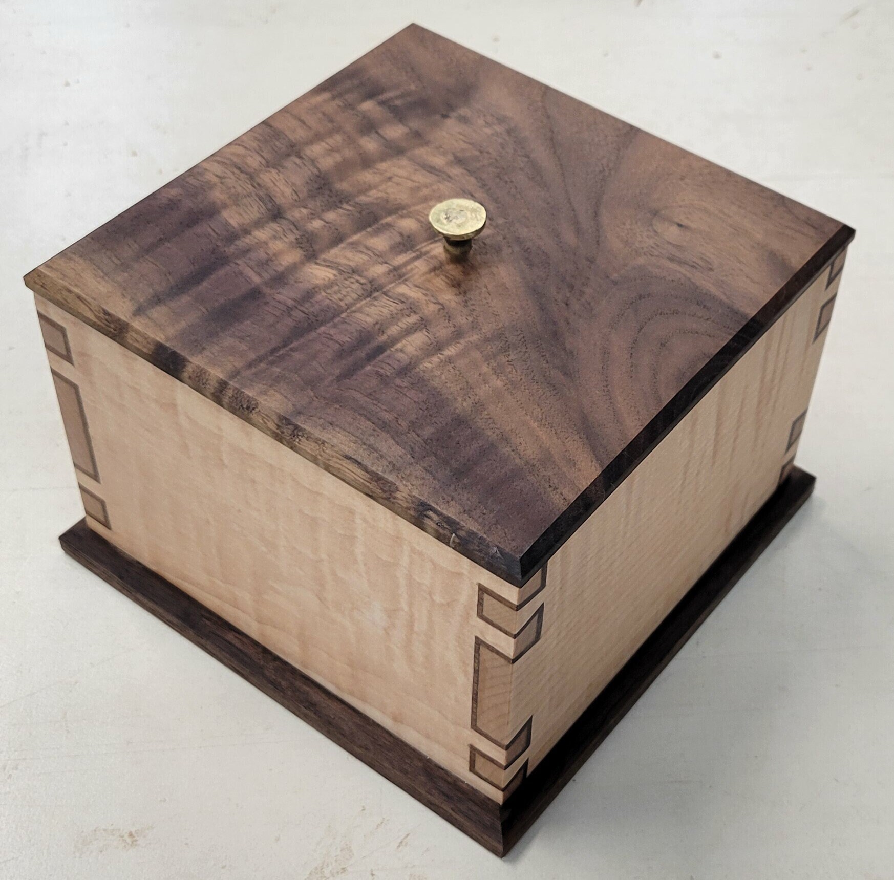 Hand Crafted Curly Maple & Walnut Burl Keepsake Box With Inlaid ...