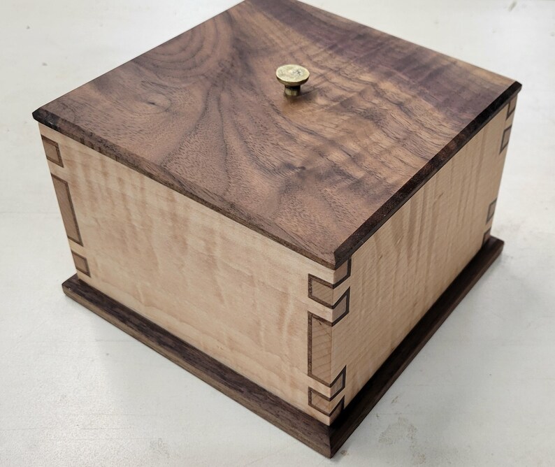 Hand Crafted Curly Maple & Walnut Burl Keepsake Box With Inlaid ...