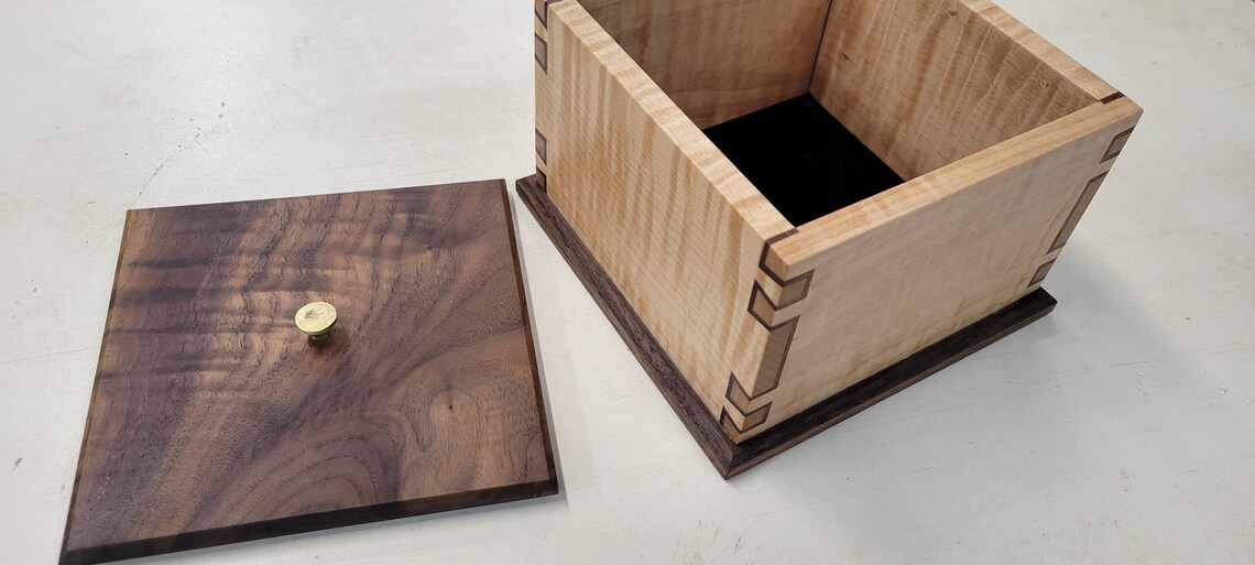 Hand Crafted Curly Maple & Walnut Burl Keepsake Box With Inlaid ...