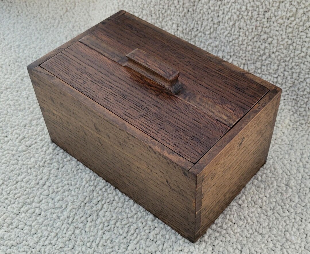 Stickley Style Quartersawn White Oak Keepsake Box, Sapele & Leather ...