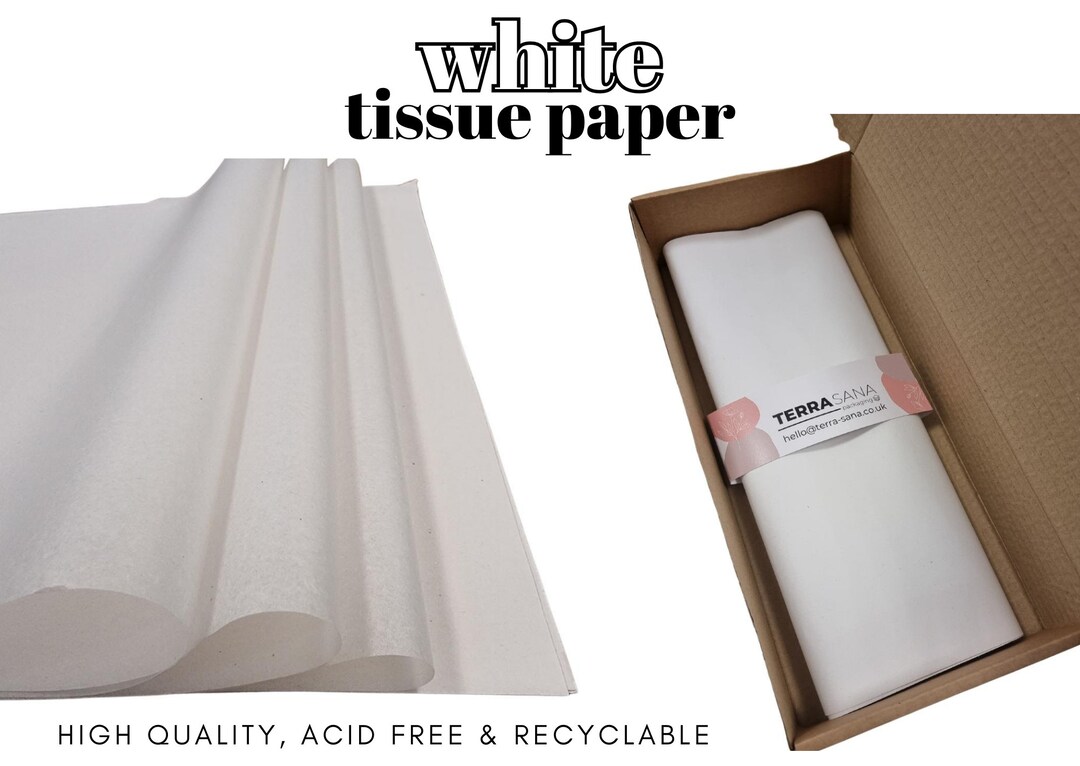 WHITE Tissue Paper, 100% Recyclable Quality Tissue Paper 45cm X 35cm ...